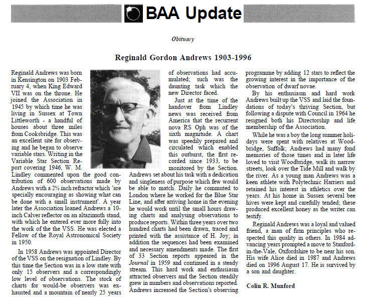 Obituaries of BAA Members – A – British Astronomical Association
